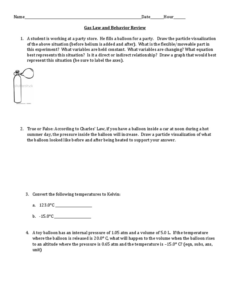 Gas Law Review 2017 | PDF | Gases | Temperature