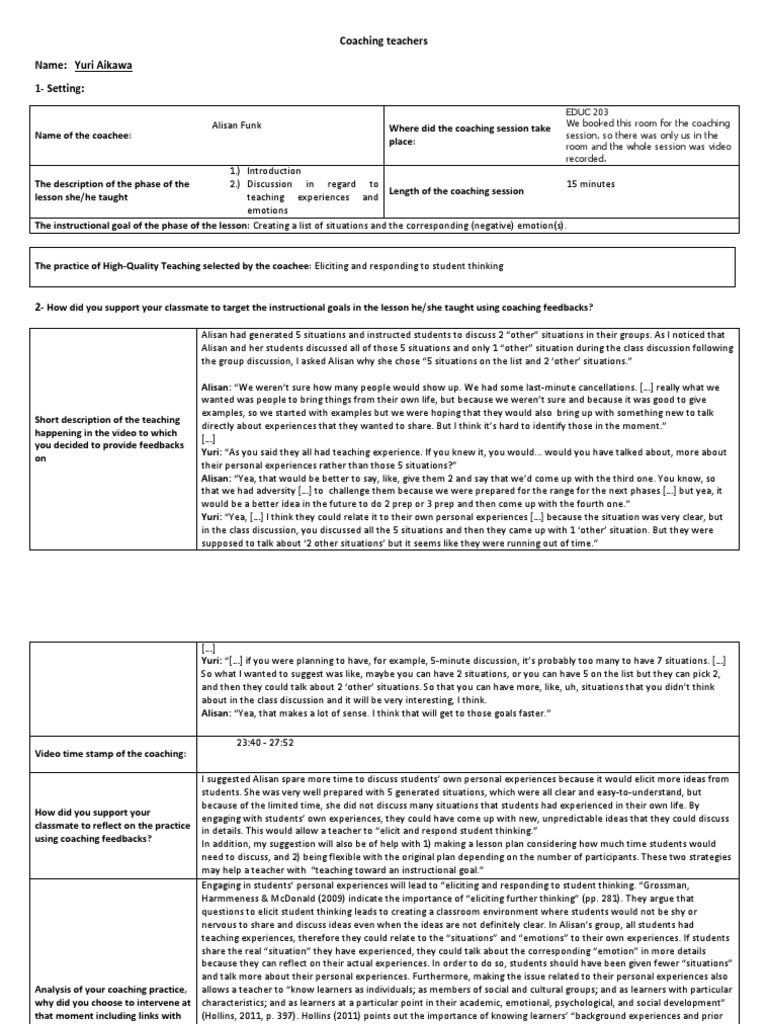 Teacher Coaching Plan Template | PDF | Teacher Education | Teachers