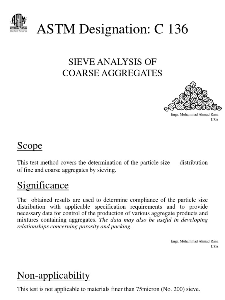 ASTM Designation: C 136: Sieve Analysis of Coarse Aggregates | Download ...