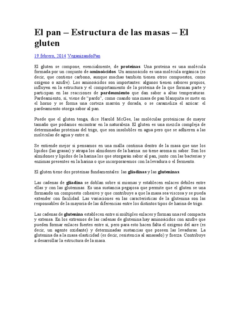 El Pan - Estructura de Las Masas - El Gluten | PDF | Gluten | Panes