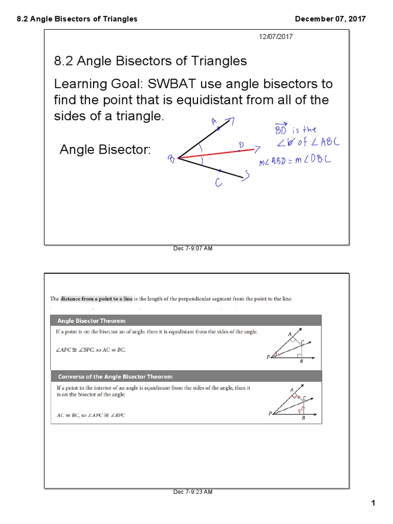 Angle Bisectors in Triangles Guide | PDF | Triangle | Geometric Shapes