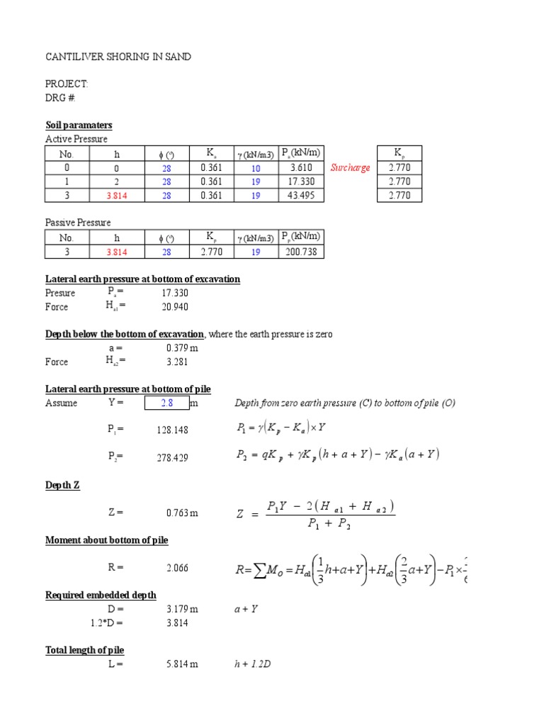 Shoring Calculation | PDF | Deep Foundation | Structural Engineering