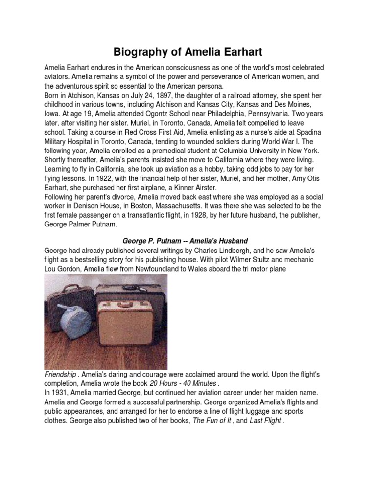 Amelia Earhart: Life and Legacy | PDF | Aviation | Armed Conflict