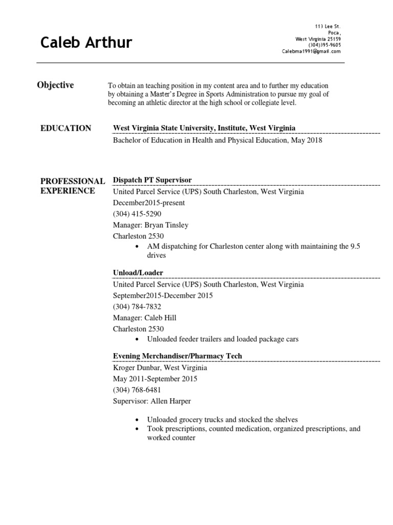 Ca Resume | Download Free PDF | United Parcel Service | Service Industries