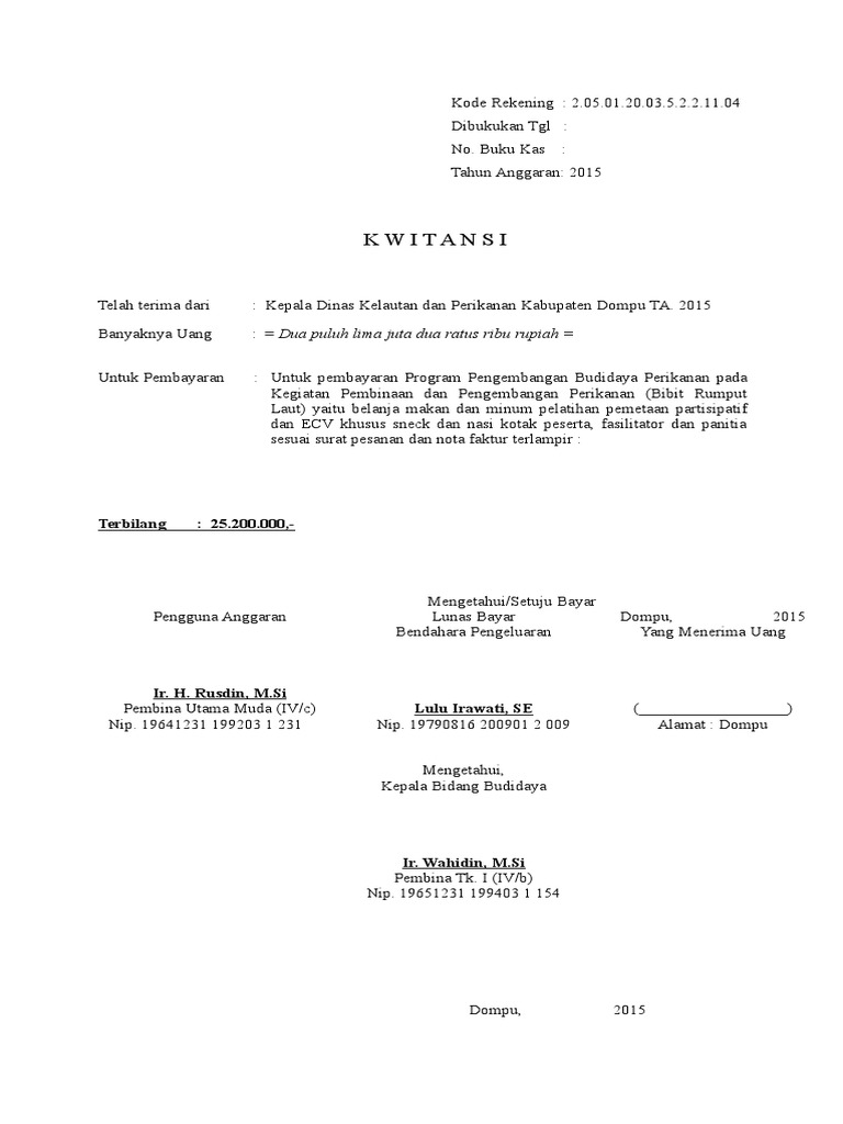 Kwitansi Makan Minum ECF | PDF