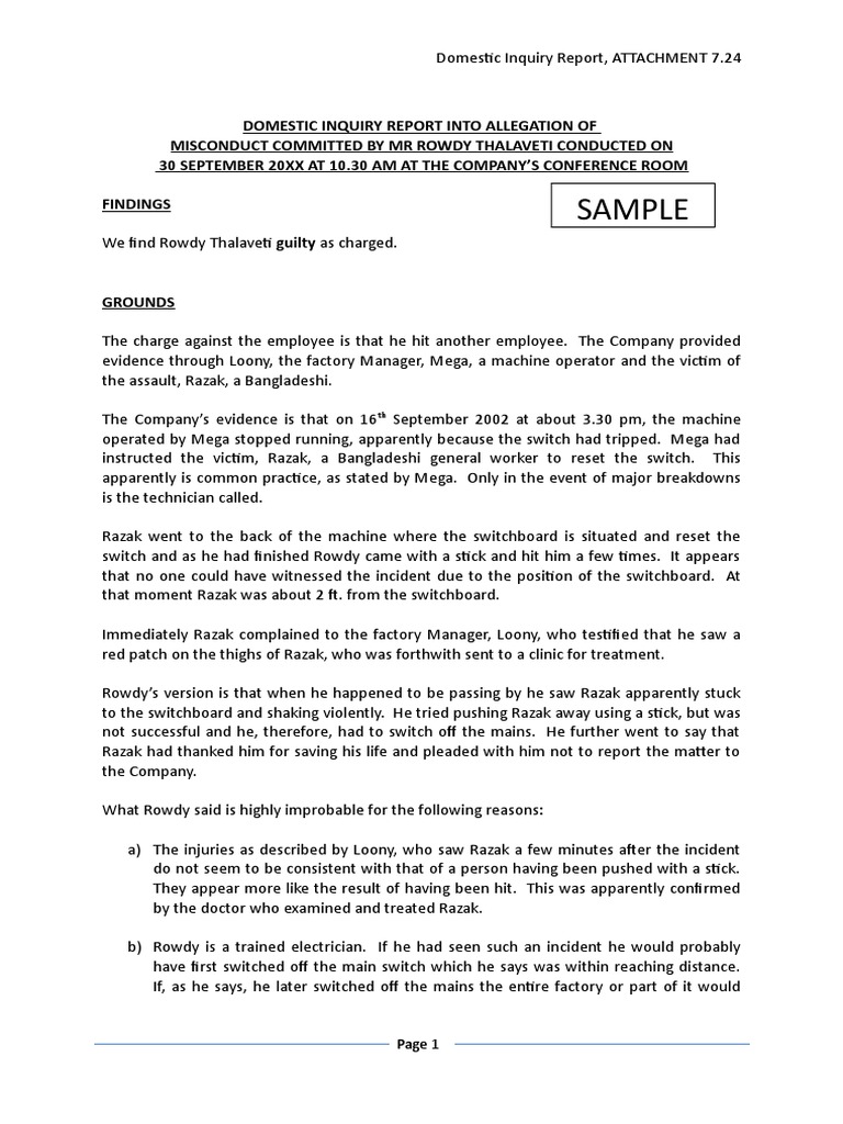 7.24 - Domestic Inquiry Report - Findings | Crime & Violence | Crime ...