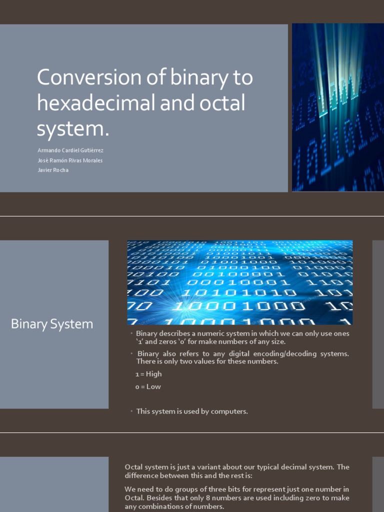 Conversion Of Binary To Hexadecimal And Octal System Pdf Bit 6272