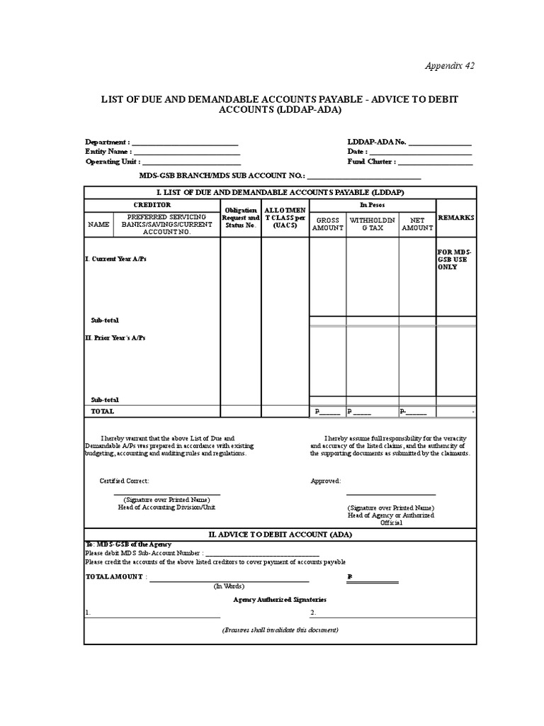 Appendix 42 - Lddap-Ada | PDF | Debits And Credits | Payments