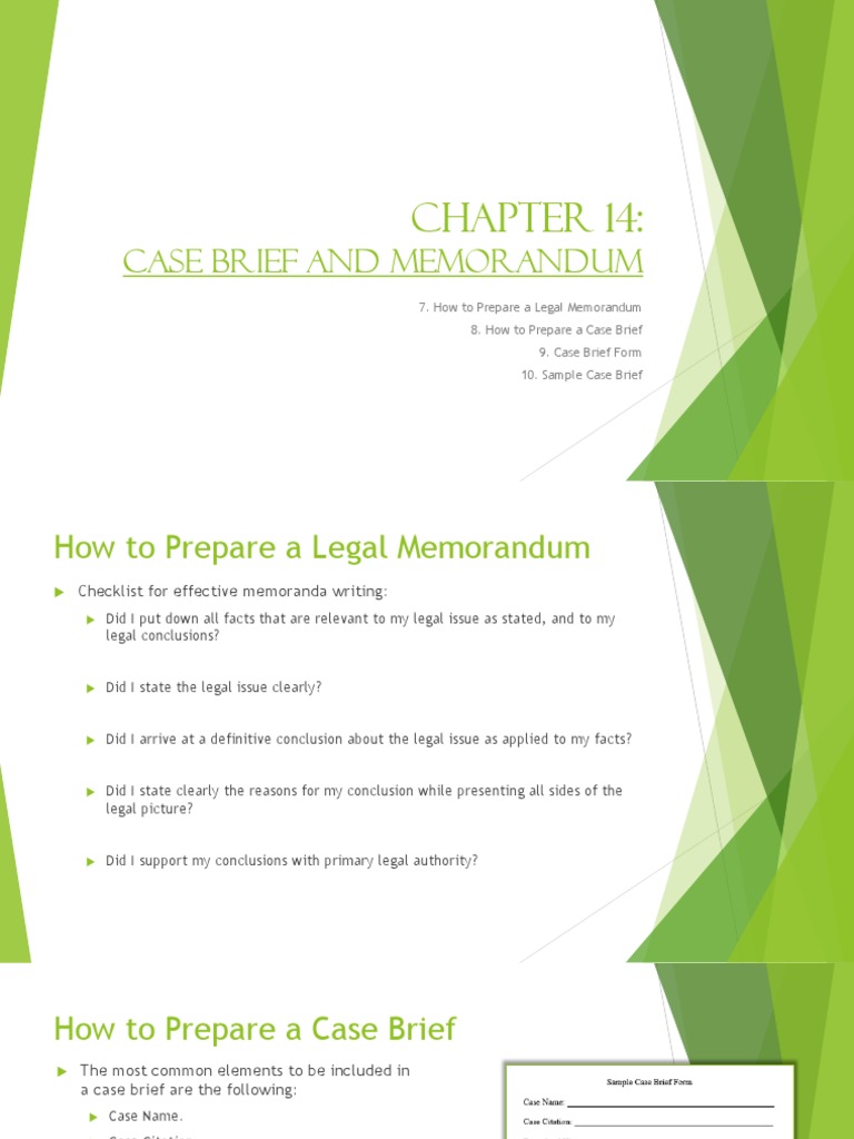 Chapter 14-Legal Memorandum and Case Brief | PDF