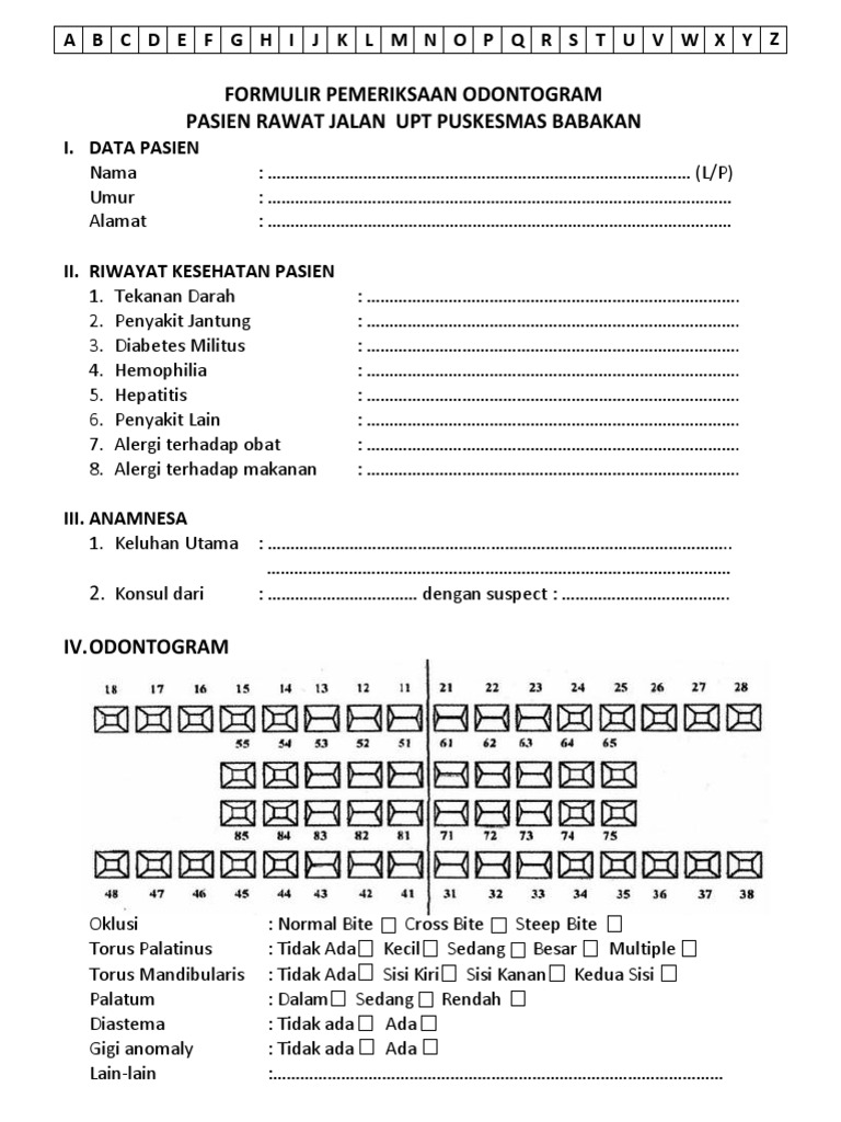 Formulir Odontogram | PDF | Sains & Matematika