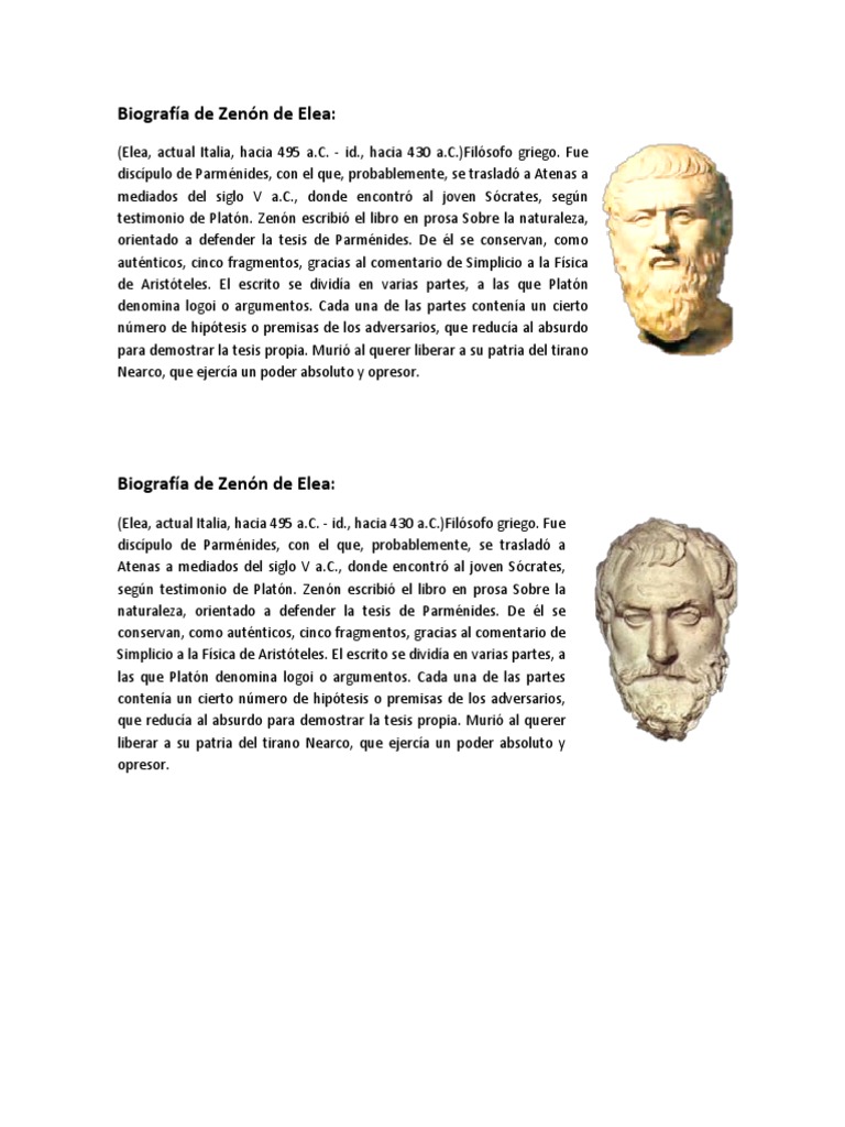 Biografía de Zenón de Elea | PDF