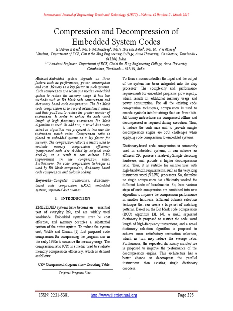 Compression and Decompression of Embedded System Codes | PDF | Data Compression | Bit