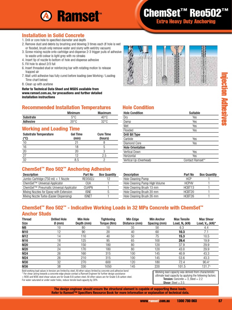Ramset Anchoring Chemicals Reo502 PDF | PDF | Drill | Adhesive