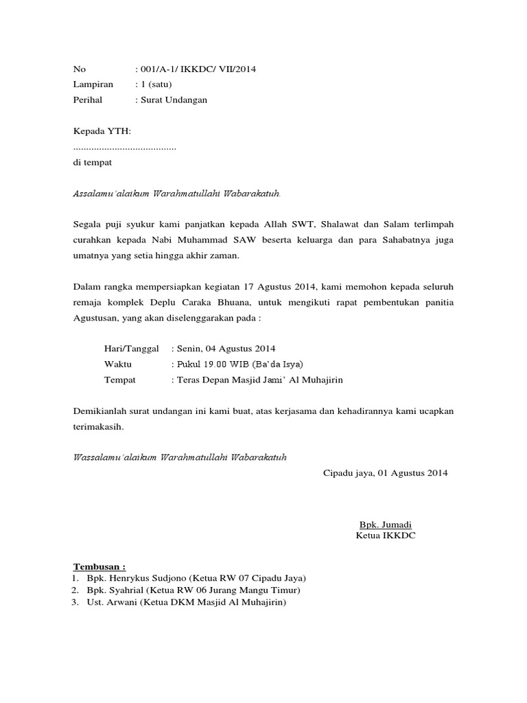 Surat Undangan Agustusan | PDF