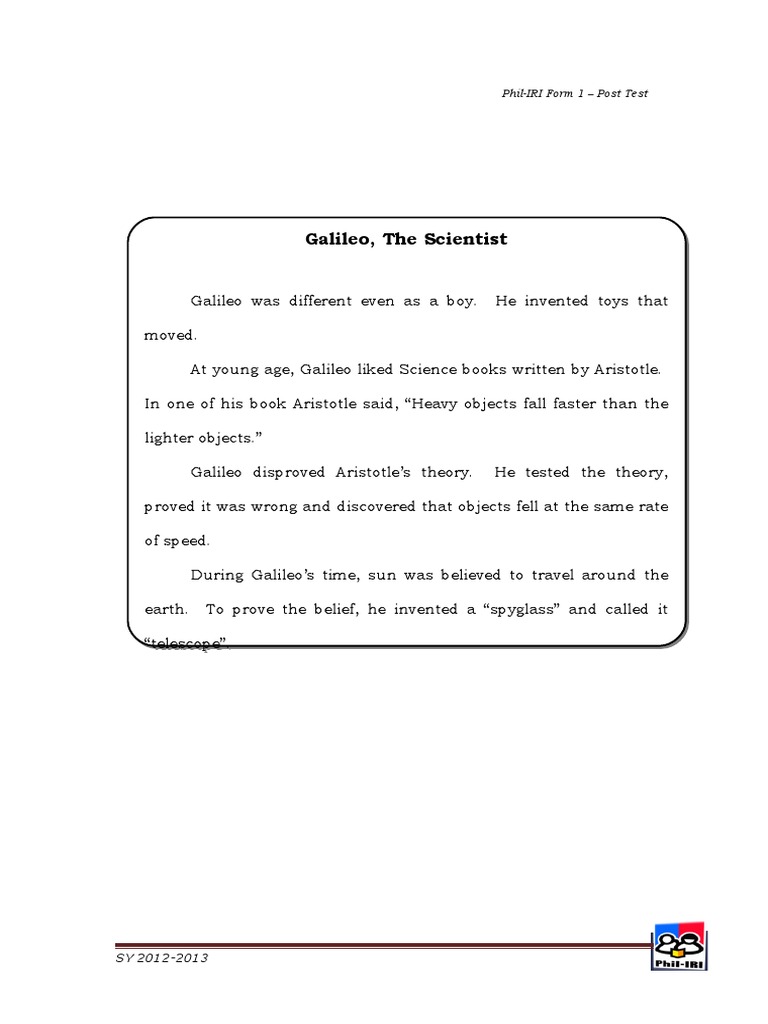 Gr. 6. Galileo, The Scientist | PDF | Galileo Galilei | Telescope