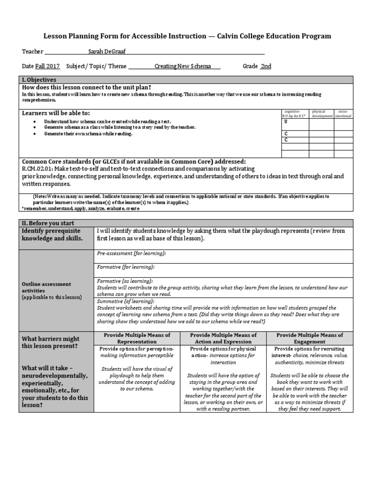 Edited Lesson Plan 3 Creating New Schema | PDF | Reading Comprehension | Lesson Plan