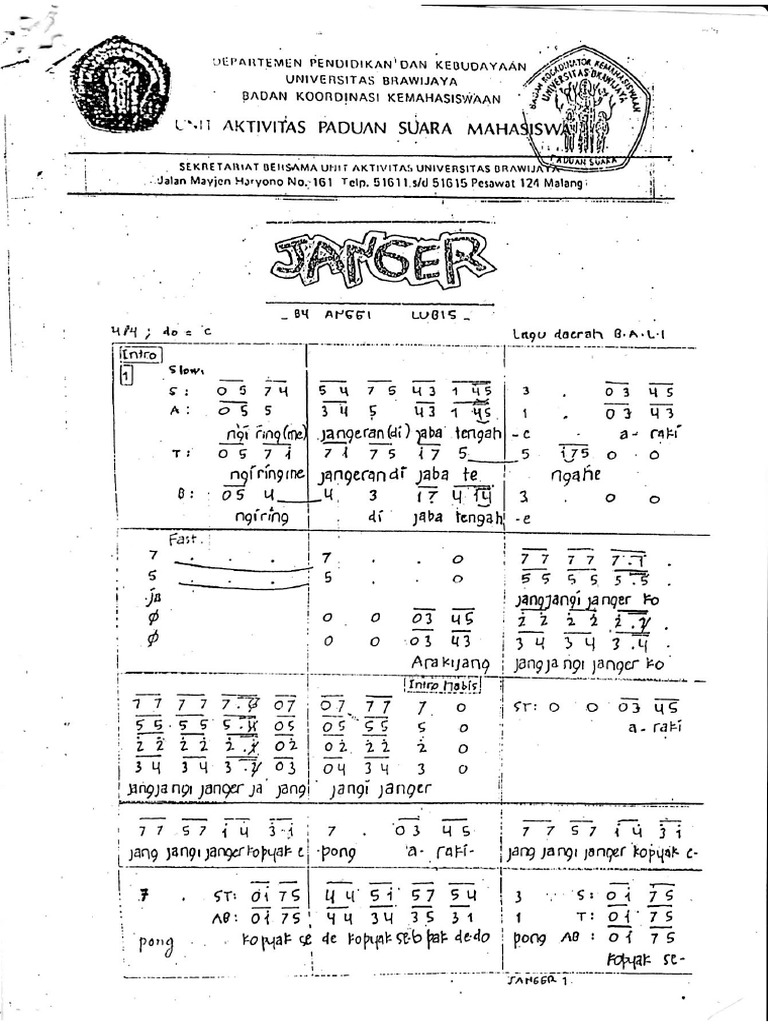 Janger (Not Angka) 2 | PDF