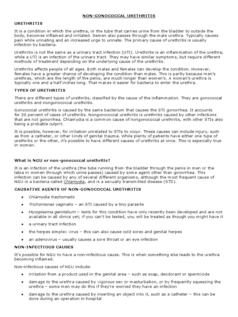 Non Gonococcal Urethritis | Sexually Transmitted Infection | Sexual ...