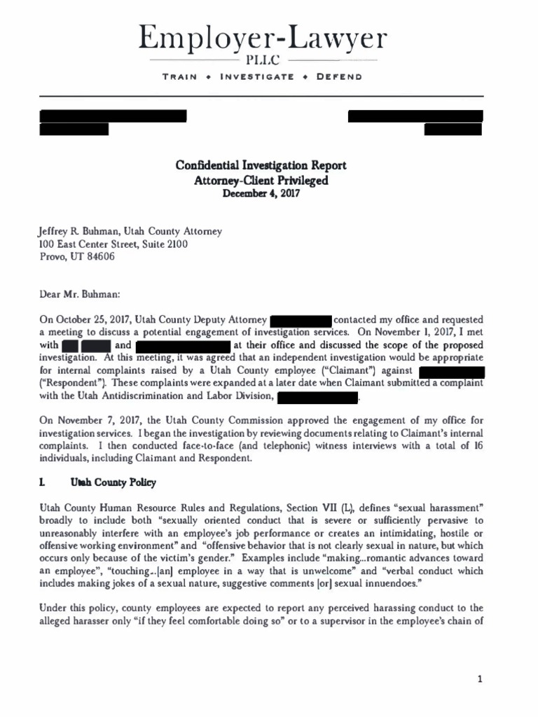 Independent Investigation Report On Utah County Commissioner Greg ...