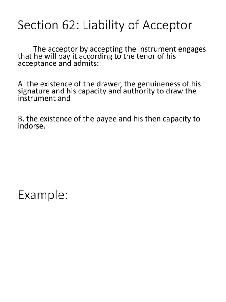 Section 62: Liability of Acceptor | PDF | Common Law | Government