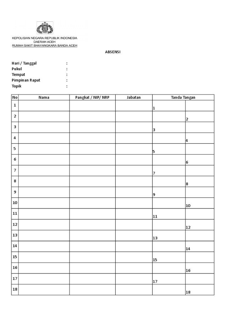 Absen Dan Lembar Serah Terima Dokumen PPI | PDF
