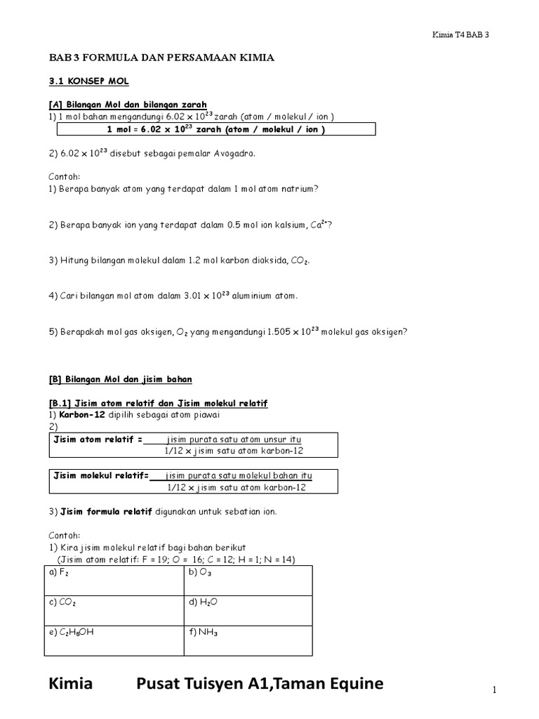 Kimia Tingkatan 4 Bab 3 | PDF