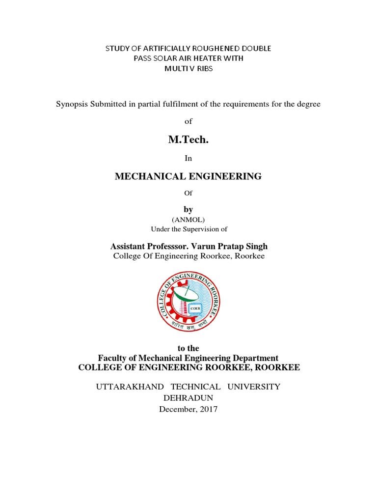 M.Tech.: Mechanical Engineering | PDF | Hvac | Solar Energy