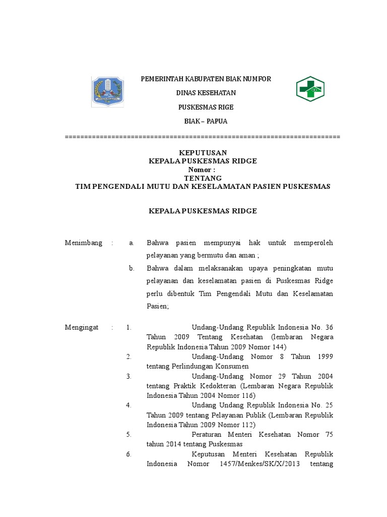 Dokumen - Tips - Contoh SK Tim Pengendali Mutu | PDF | Pengembangan Diri