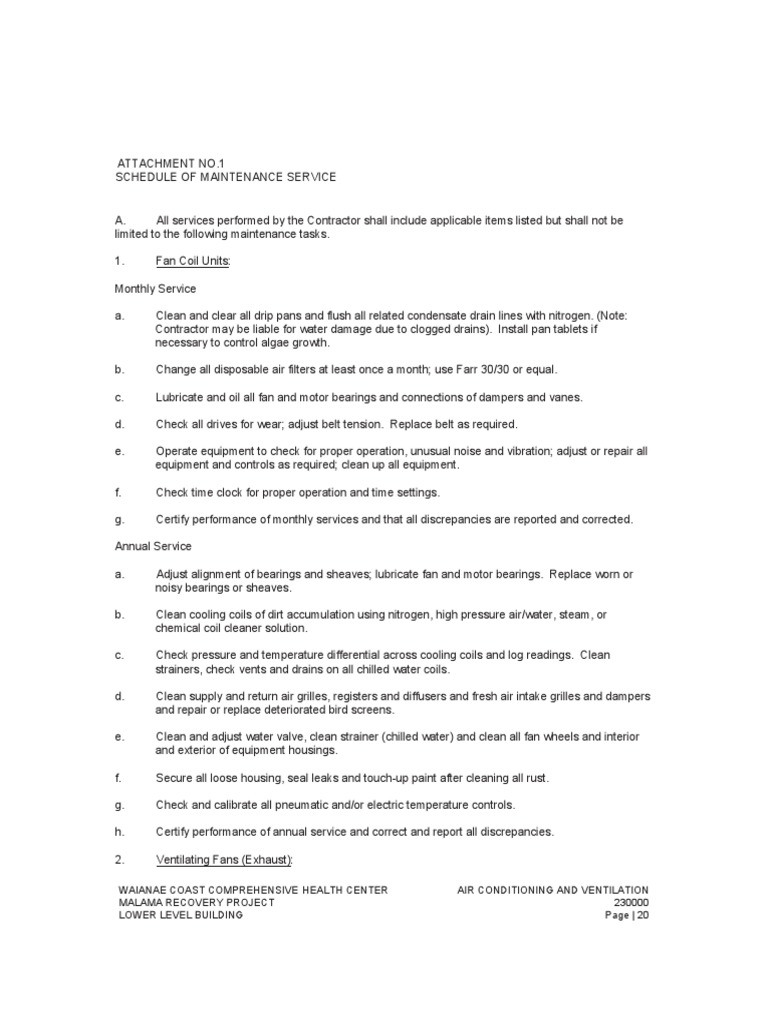 Air Conditioning Maintenance Schedule | PDF | Air Conditioning ...