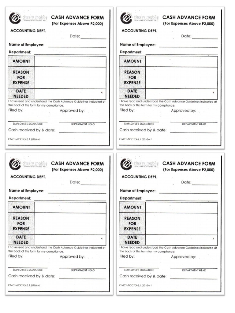 Cash Advance Form | PDF