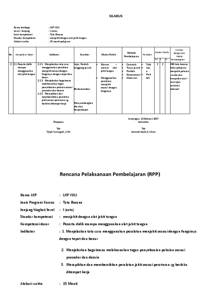 SILABUS Dan RPP Aminah Print | PDF