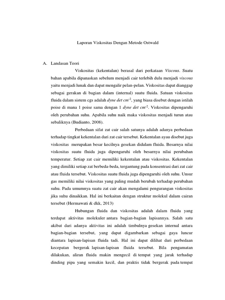Pengukuran Viskositas Metode Ostwald | PDF