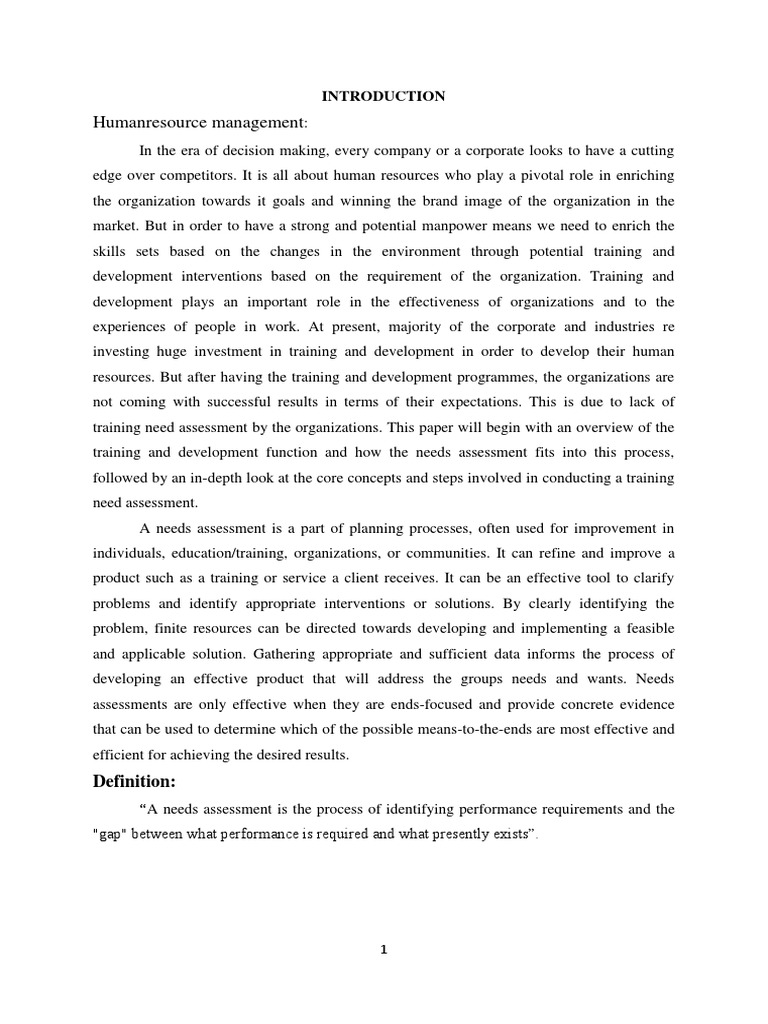 TNA Project Report Print | PDF | Needs Assessment | Survey Methodology