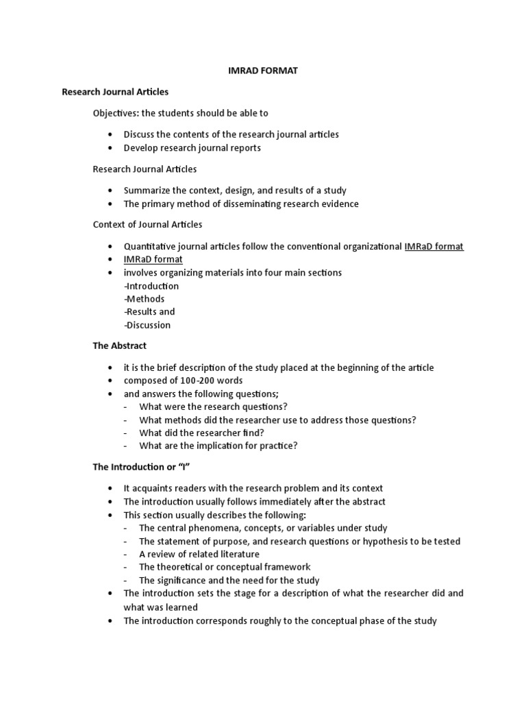 Imrad Format | PDF | Statistics | Methodology