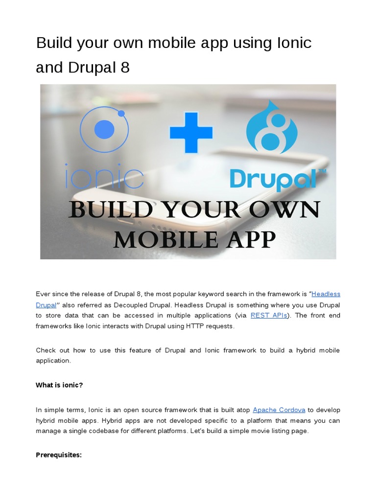 Build Your Own Mobile App Using Ionic and Drupal 8 | PDF | Drupal | Mobile App