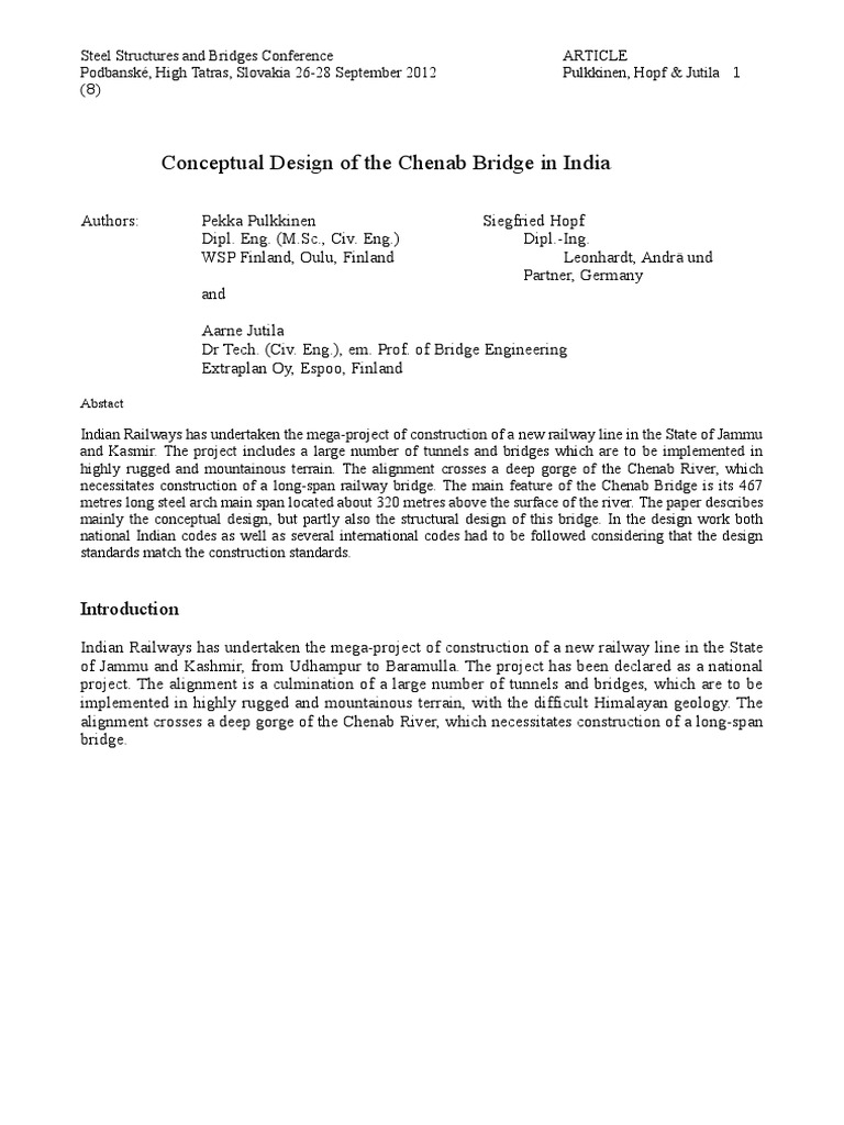 Chenab Bridge Design | Download Free PDF | Truss | Structural Load