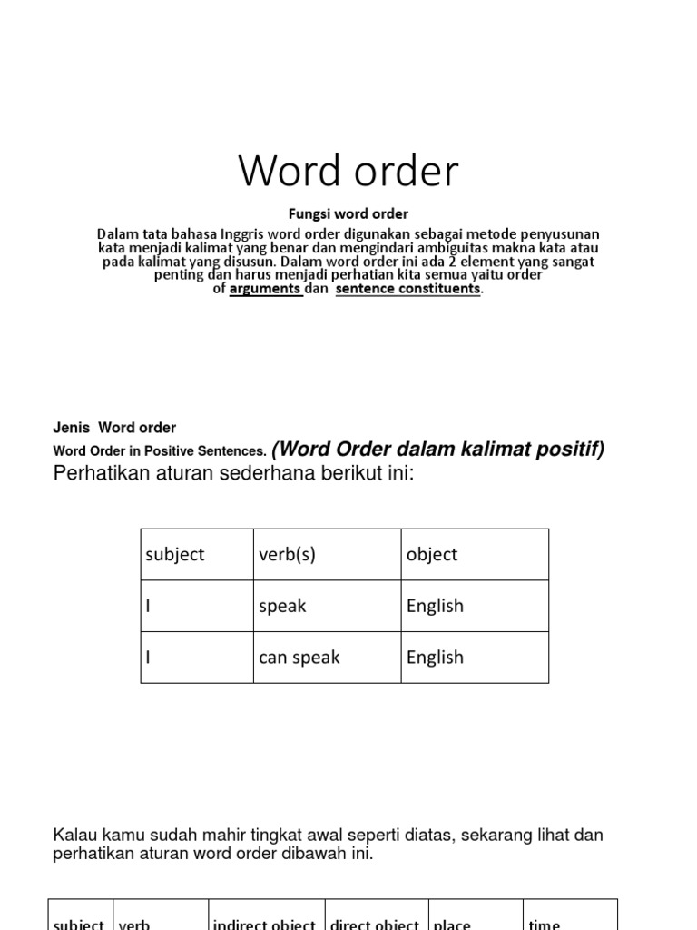 Word Order | PDF