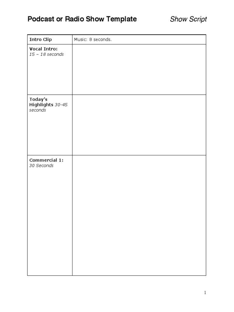 Podcast or Radio Show Template | PDF