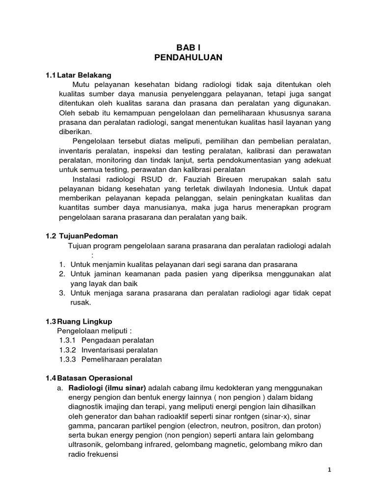 Pedoman Operasional Dan Pemeliharaan Peralatan Radiologi | PDF