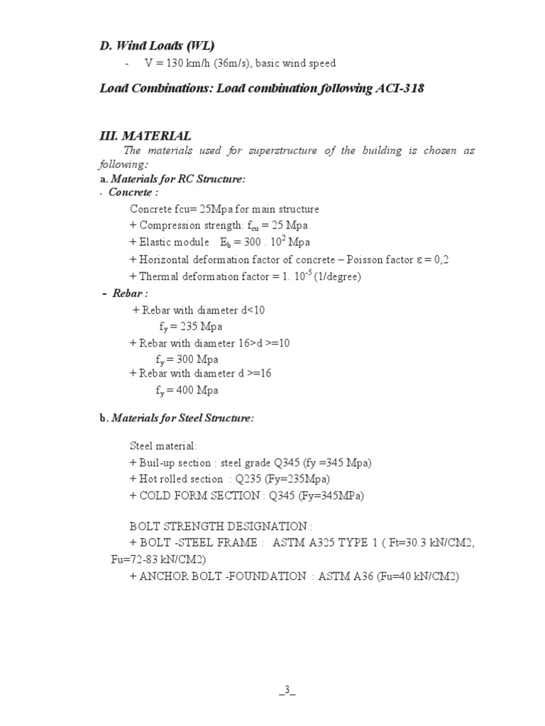 D. Wind Loads (WL) Load Combinations: Load Combination Following ACI ...