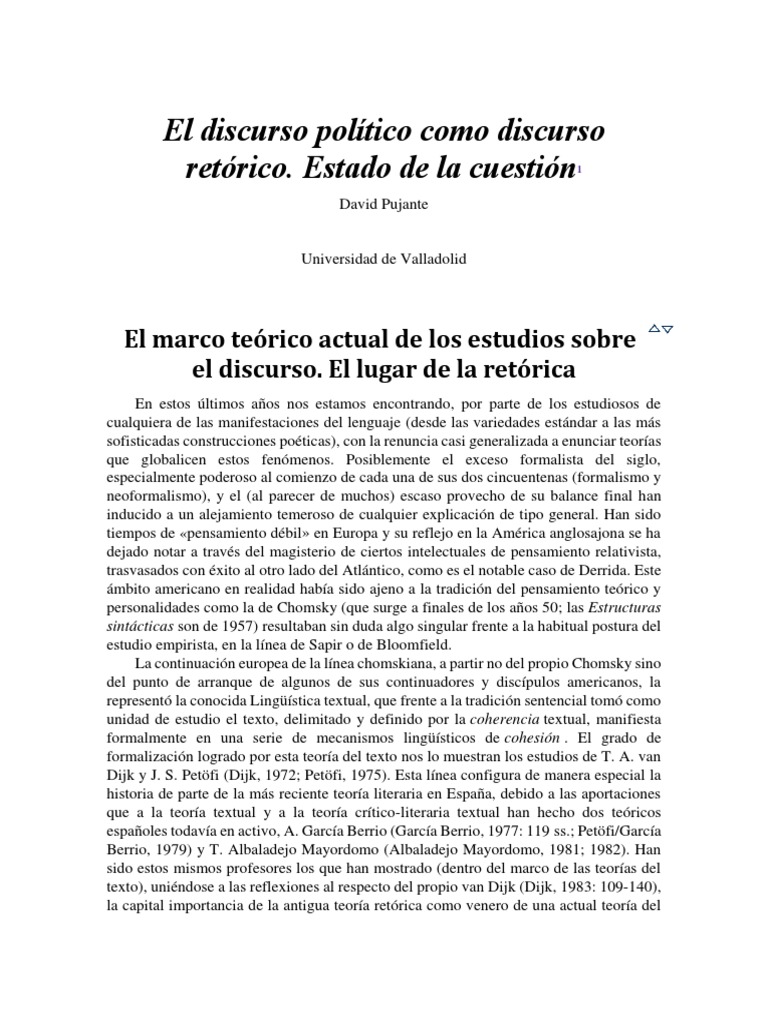 El Discurso Político Como Discurso Retórico | PDF | Retórica | Ideologías