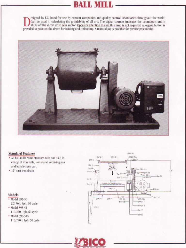 F.C. Bond Ball Mill Operating Manual | PDF | Physics | Nature