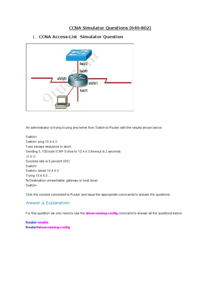 CCNA Simulator Questions Overview | PDF | I Pv6 | Ip Address