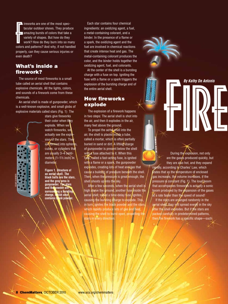 Chemmatters Oct2010 Fireworks PDF | PDF | Fireworks | Shell (Projectile)