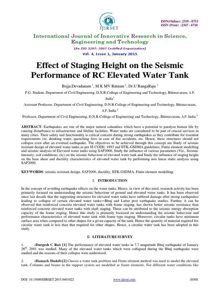 Seismic Performance of Water Tank SAP2000 | PDF | Beam (Structure ...