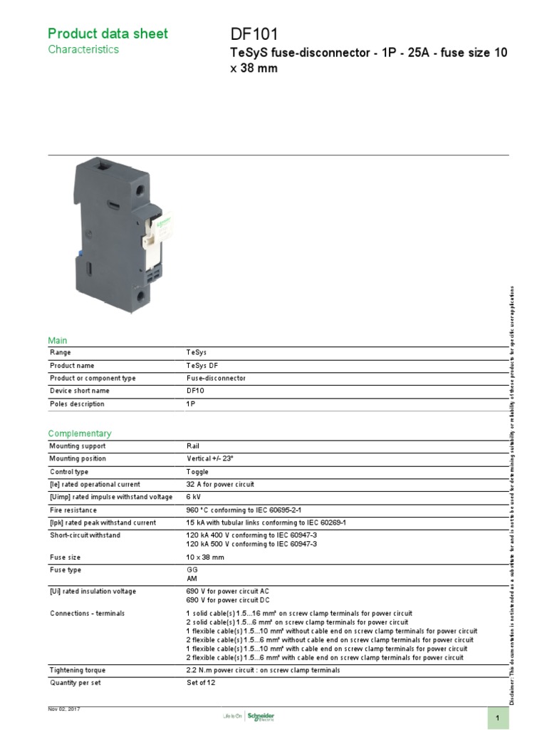 Tesys DF Ls1-Gk1 Df101 | PDF | Fuse (Electrical) | Electrical Engineering