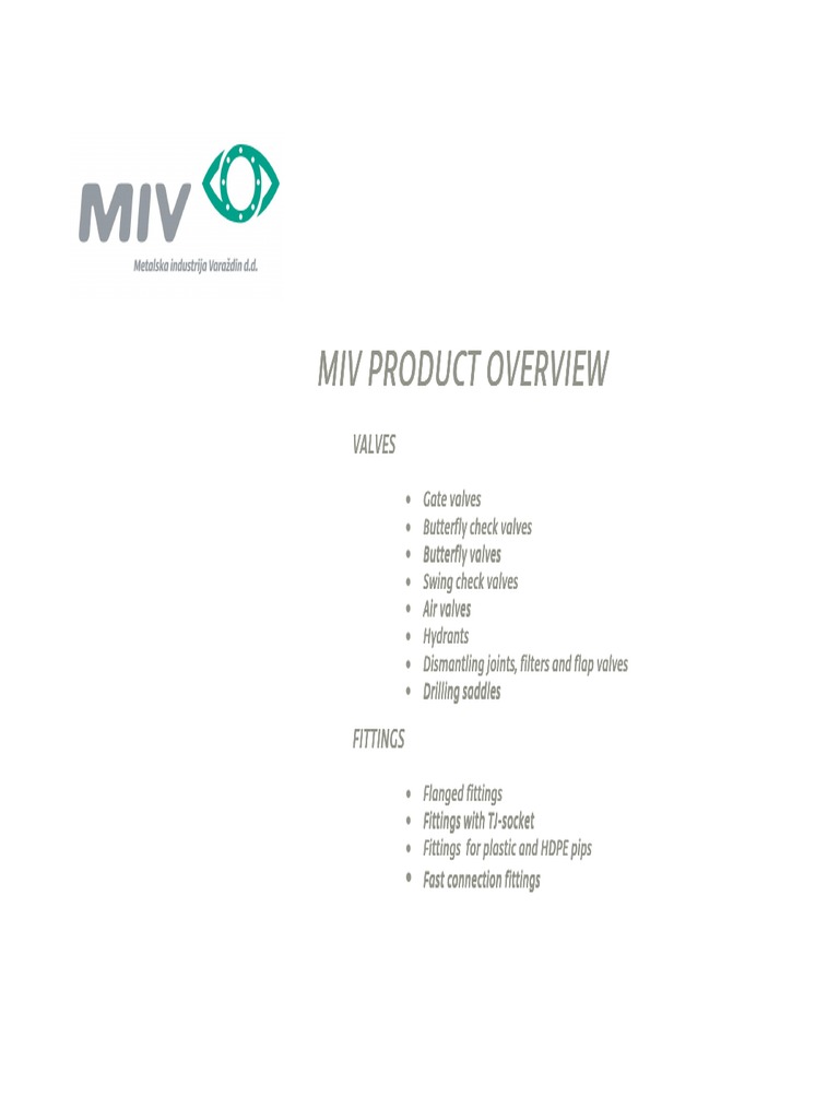 MIV Valve Overview and Applications | PDF | Valve | Pipe (Fluid Conveyance)