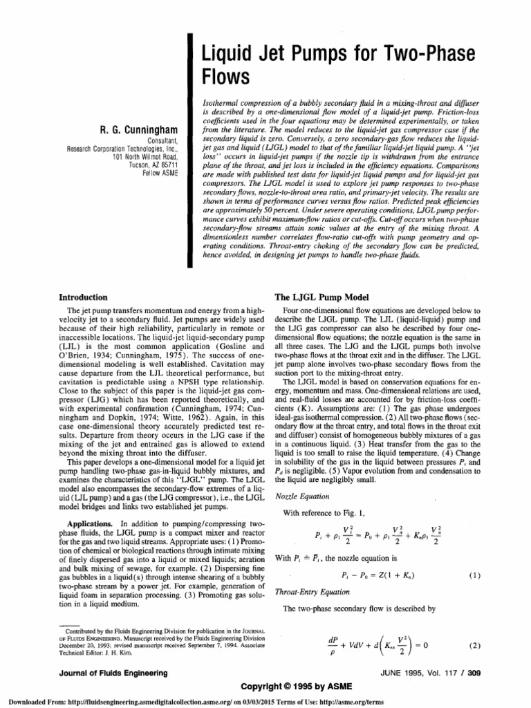 1995 - Cunningham - Liquid Jet Pumps For Two-Phase Flows | PDF | Jet ...