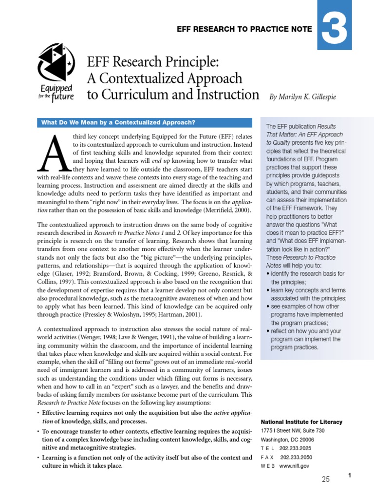 A Contextualized Approach To Curriculum and Instruction | PDF ...