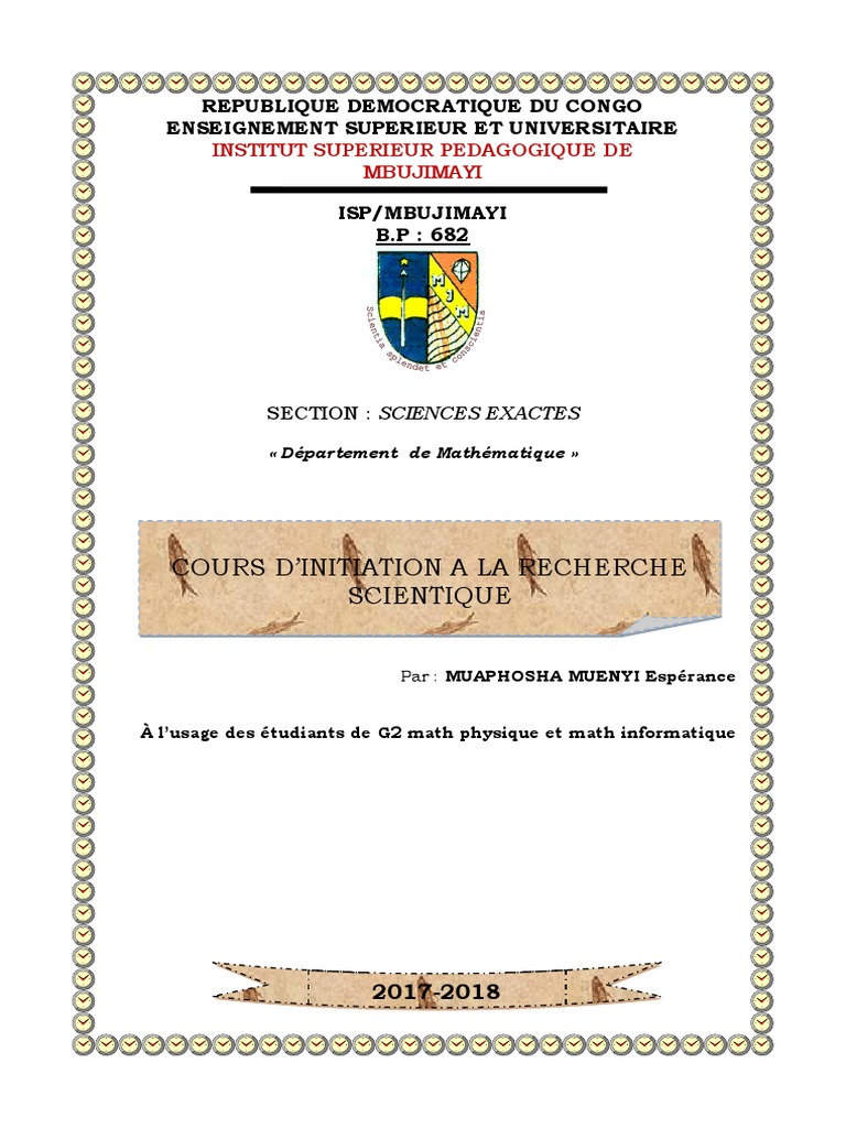 Cours d'Initiation à la Recherche Scientifique | PDF | Bibliothèques ...